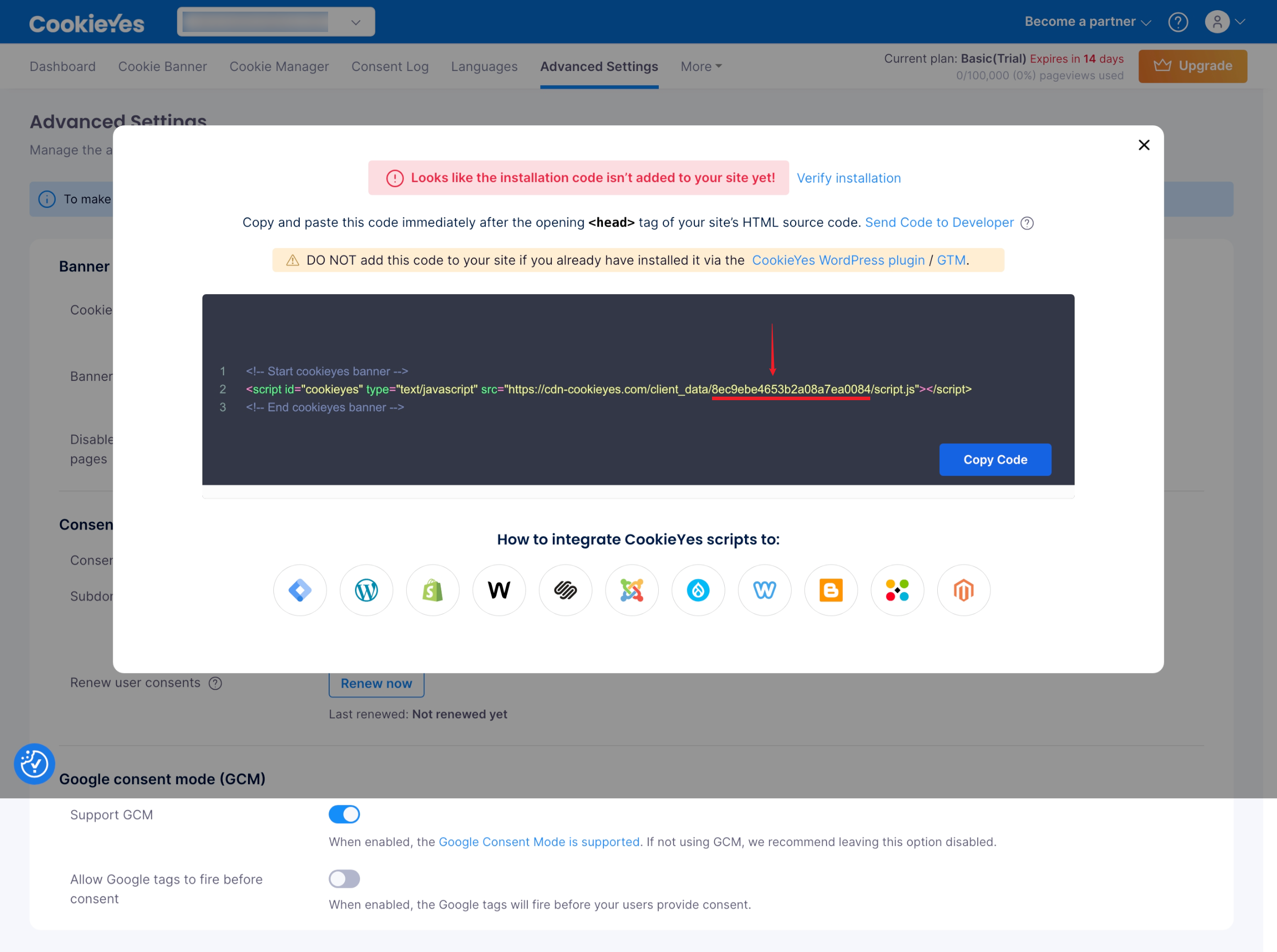 CookieYes CMP部署指南 - 领动云平台——领动在线应用平台